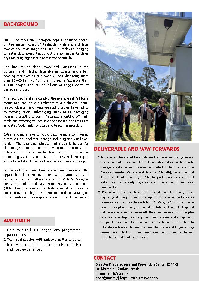 MERCY Malaysia Living Lab: Learning from Hulu Langat Disaster Risk ...